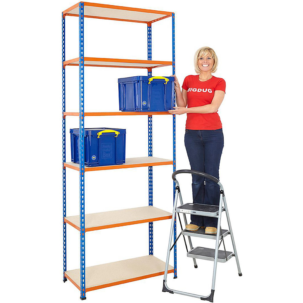 BiG340 Shelving 2440h x 1220w x 610d mm 6 Levels 200kg UDL Blue ...
