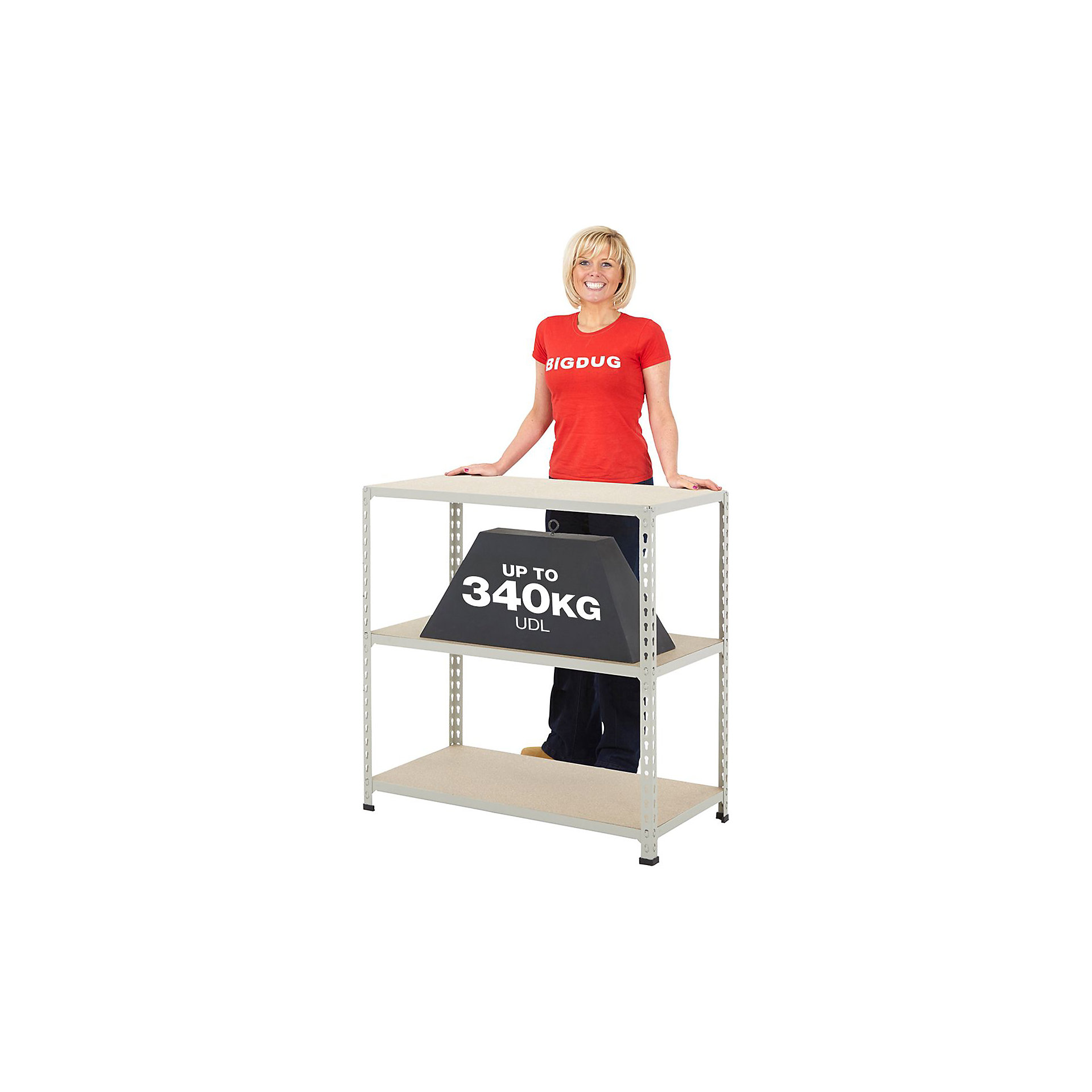 BiG340 915mm High 3-Tier Shelving Unit | BiGDUG