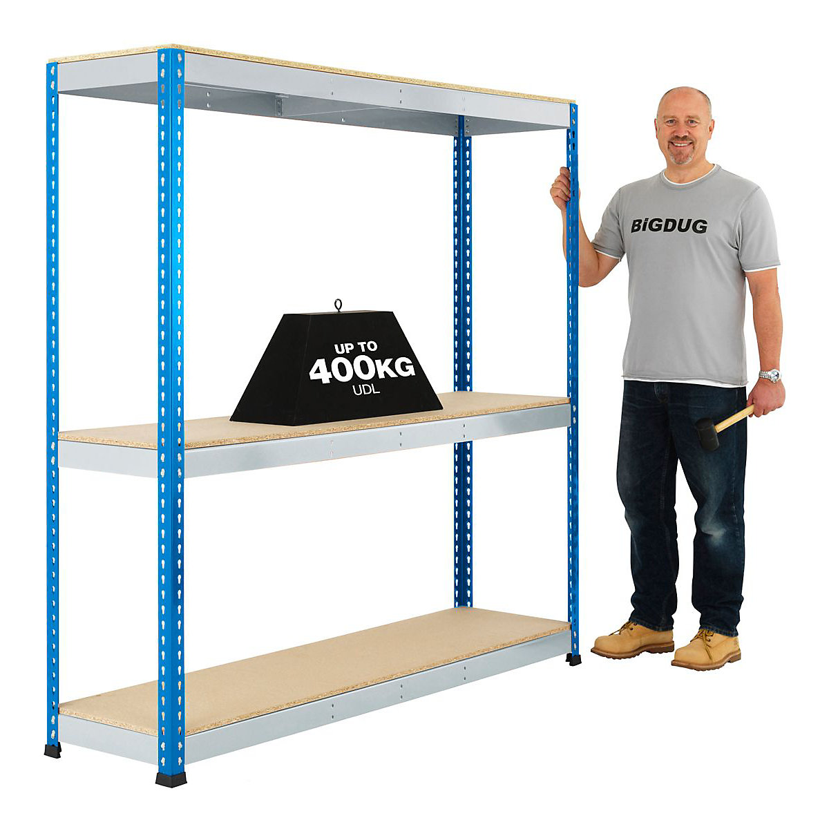 BiG400 Racking 1677h x 2135w x 455d mm 3 Levels 400kg UDL Blue ...