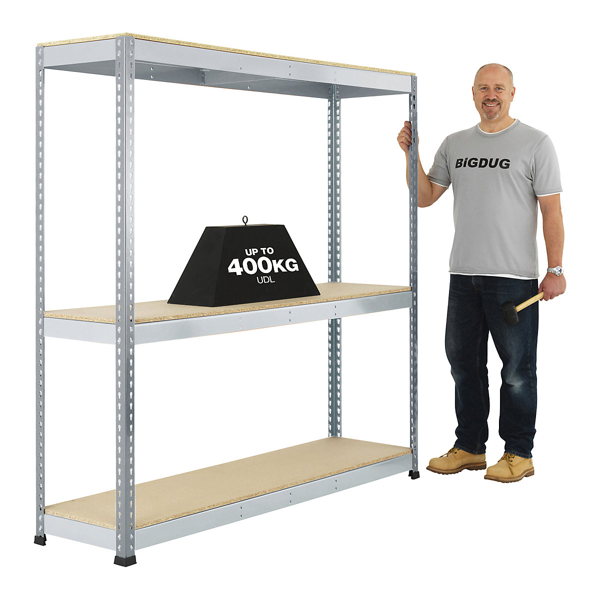 BiG400 Racking 1677h x 1220w x 455d mm 3 Levels 400kg UDL Galvanised ...