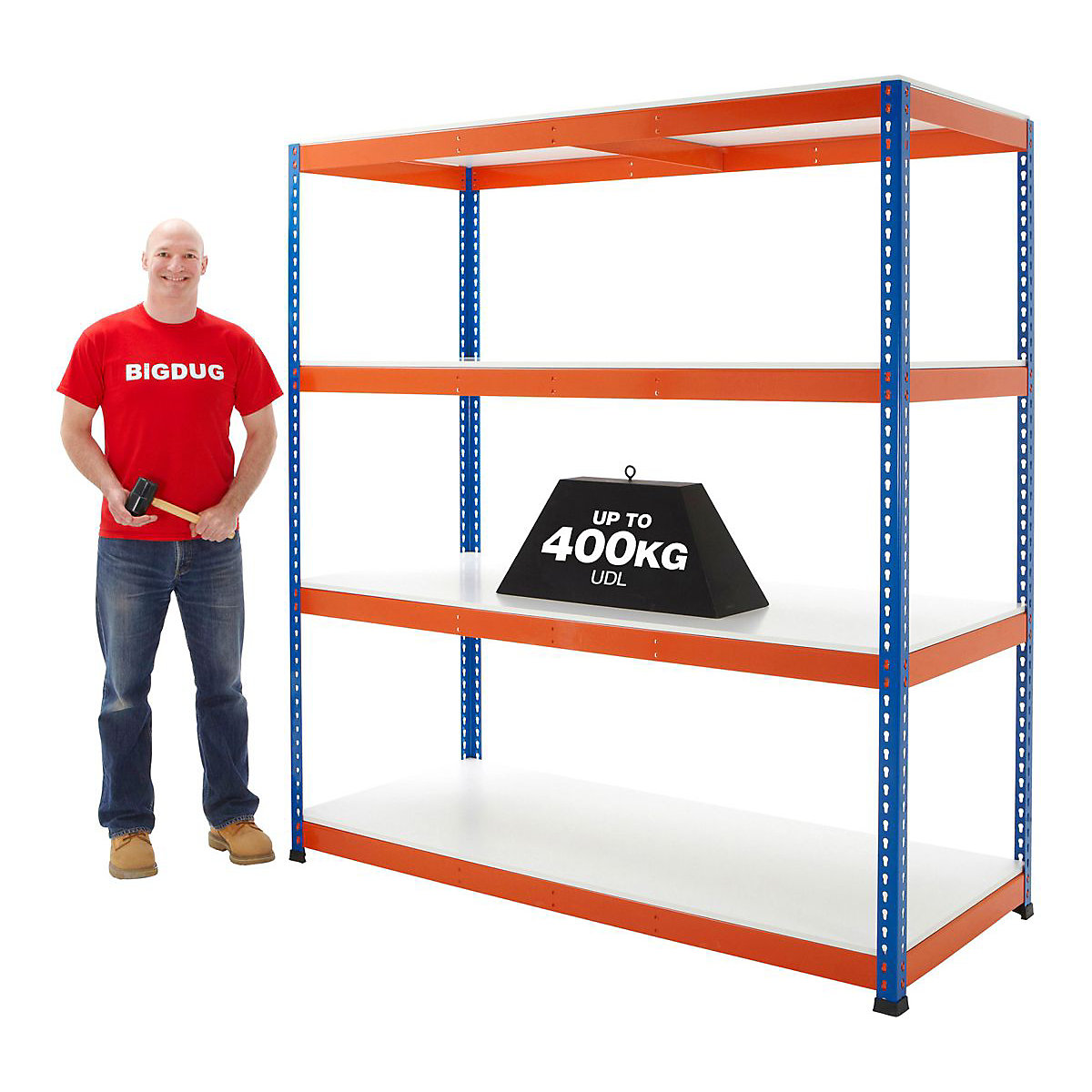BiG400 Melamine Racking 1980h x 2440w x 915d mm 4 Levels 400kg UDL Blue ...