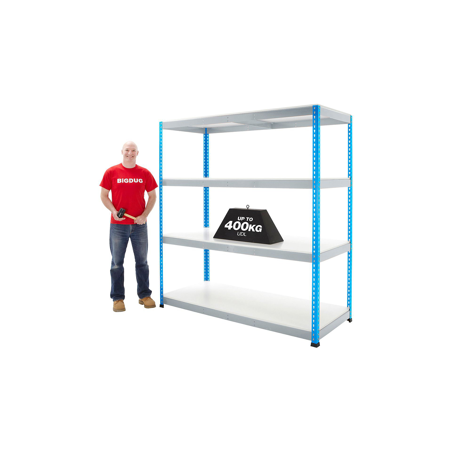 BiG400 Melamine Racking 1980h x 1830w x 610d mm 4 Levels 400kg UDL Blue ...