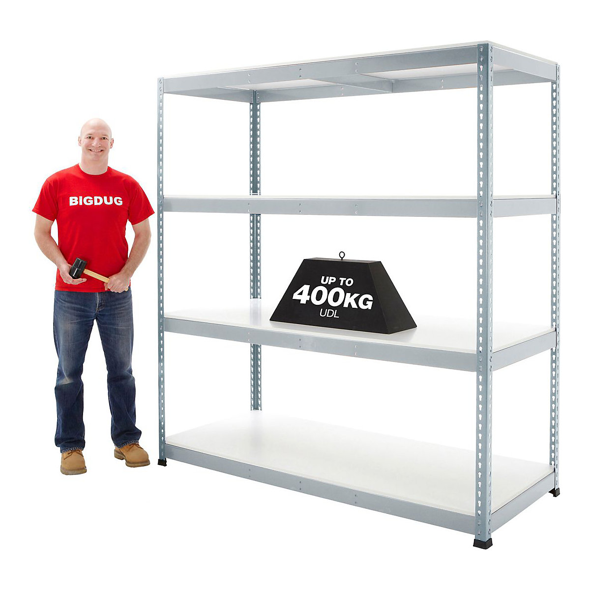 BiG400 Melamine Racking 1980h x 1525w x 760d mm 4 Levels 400kg UDL ...