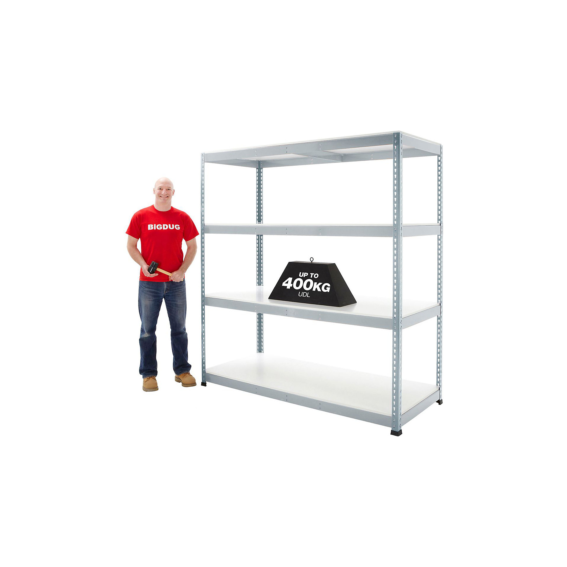 BiG400 Melamine Racking 1980h x 2135w x 455d mm 4 Levels 400kg UDL ...