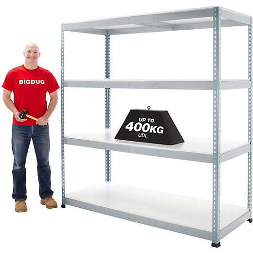 BiG400 Melamine Racking 1980h x 2135w x 455d mm 4 Levels 400kg UDL ...