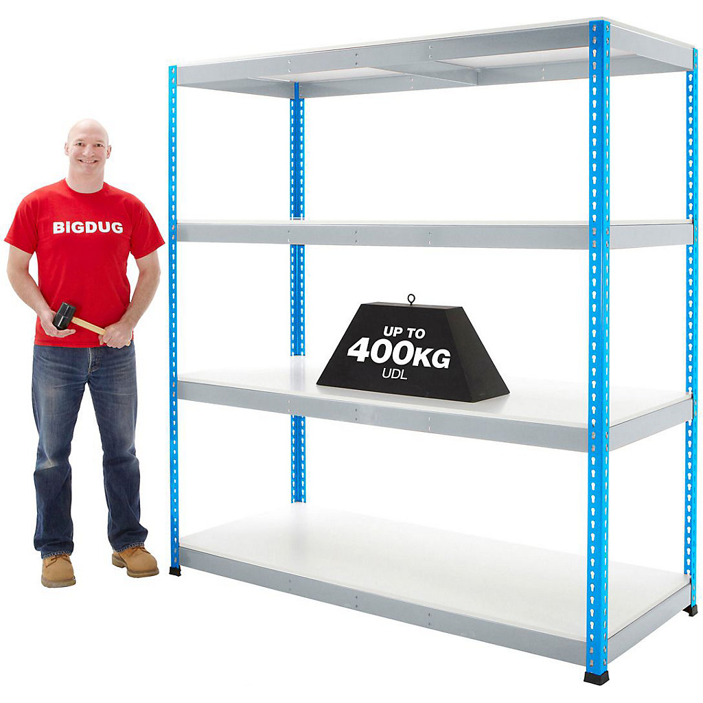 BiG400 Melamine Racking 1980h x 1220w x 760d mm 4 Levels 400kg UDL Blue ...