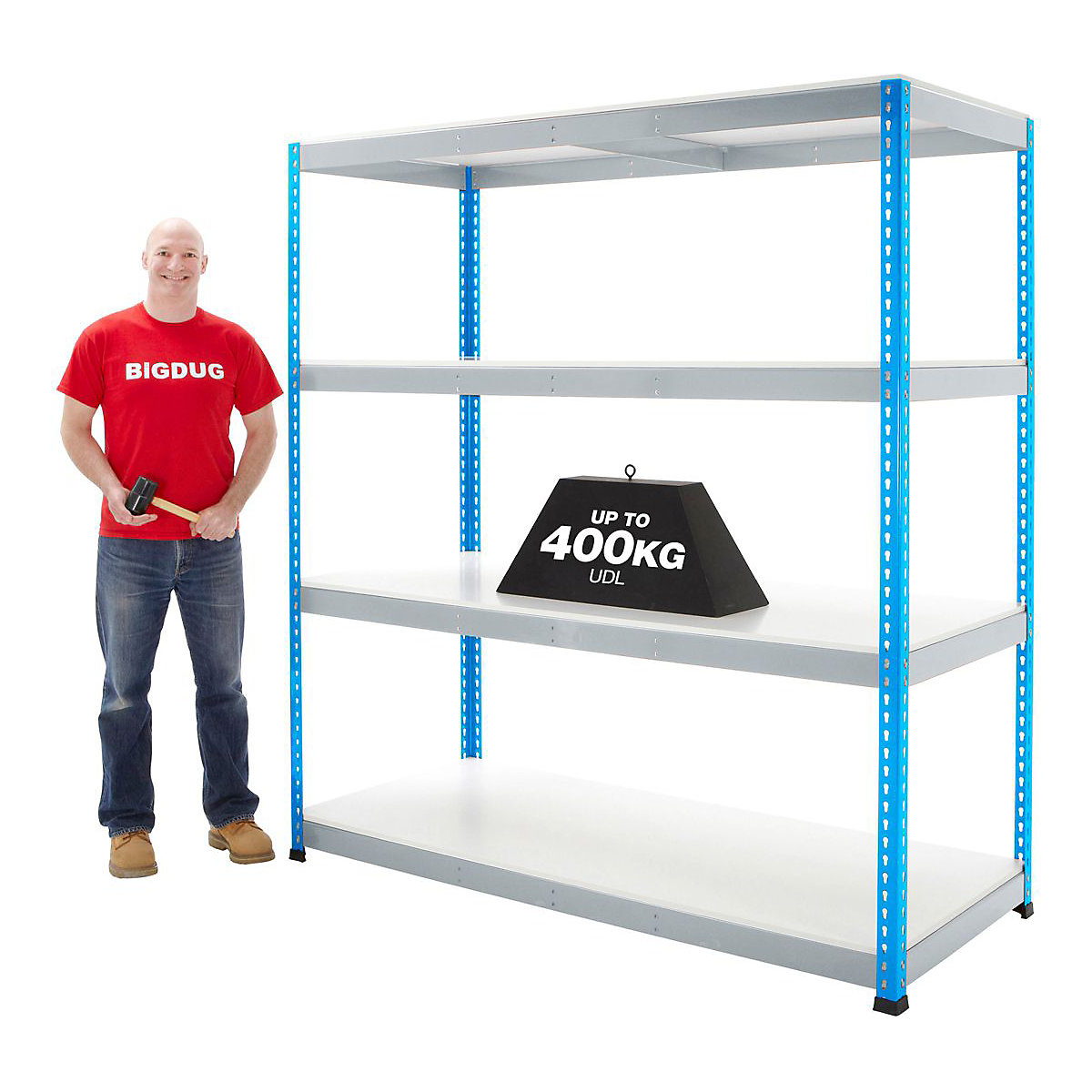 BiG400 Melamine Racking 1980h x 1525w x 610d mm 4 Levels 400kg UDL Blue ...