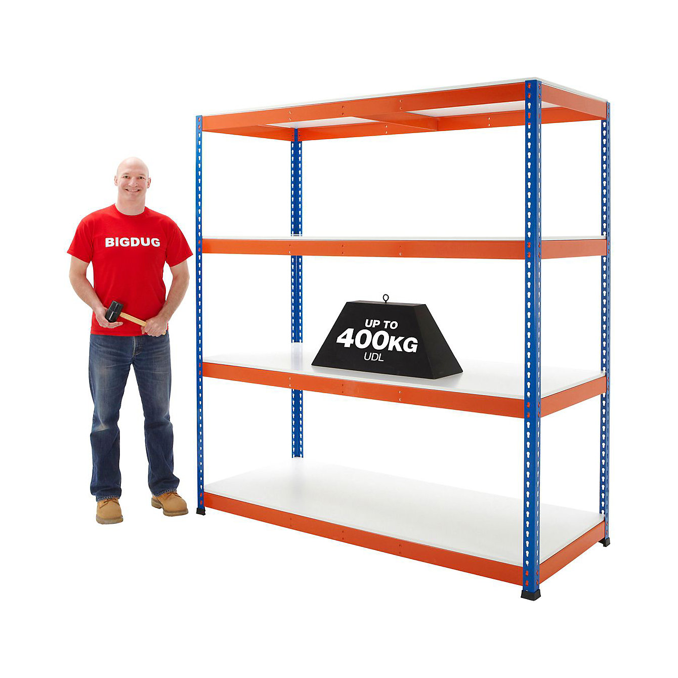 BiG400 Melamine Racking 1980h x 2440w x 1220d mm 4 Levels 400kg UDL ...