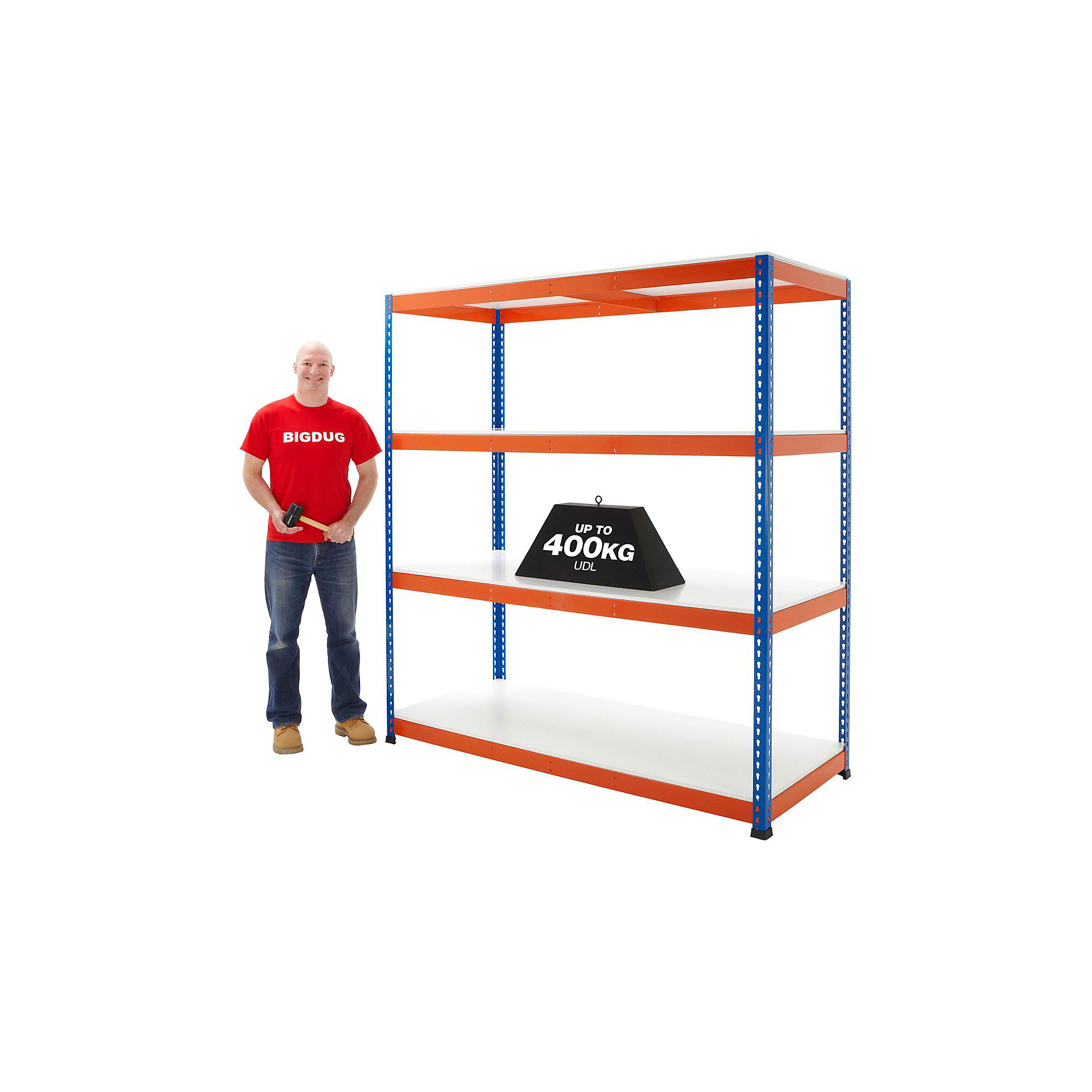 BiG400 Melamine Racking 1980h x 2440w x 1220d mm 4 Levels 400kg UDL ...