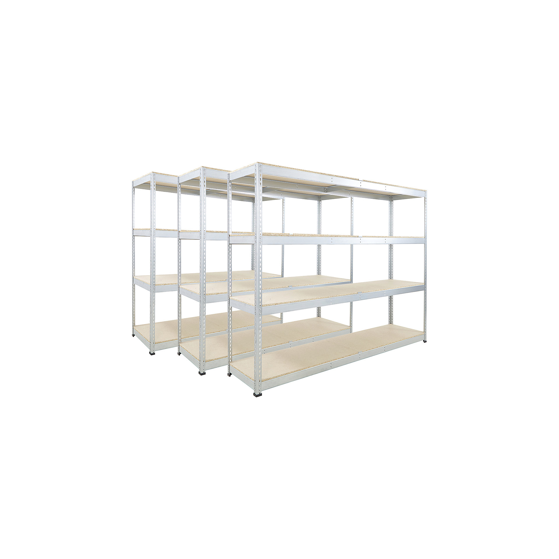 BiG400 Heavy-Duty 3x Bay Shelving Kit, 4 Shelves, 1980h x 1525w x 760d ...