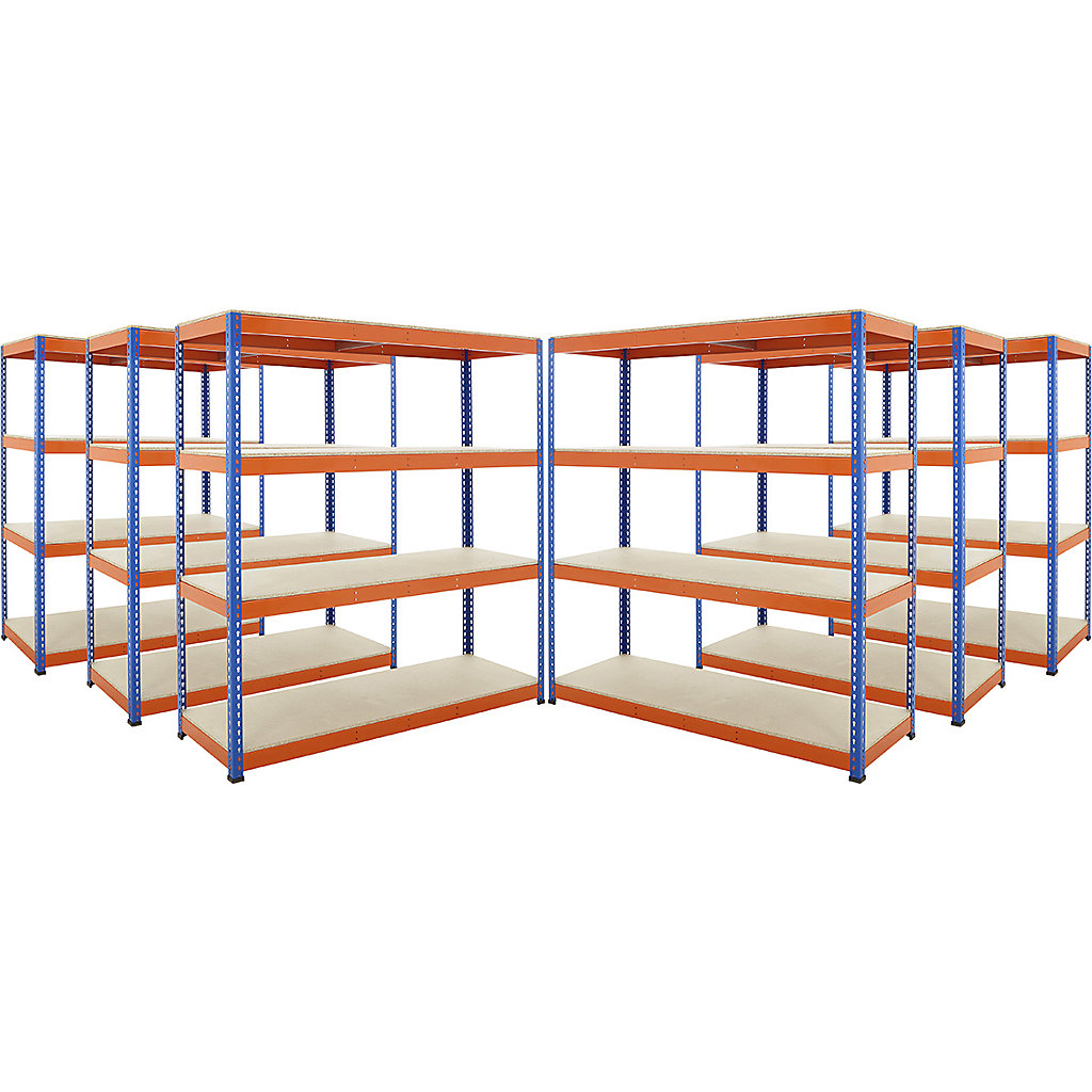 BiG400 Heavy-Duty 6x Bay Shelving Kit, 4 Shelves, 1980h x 1525w x 610d ...