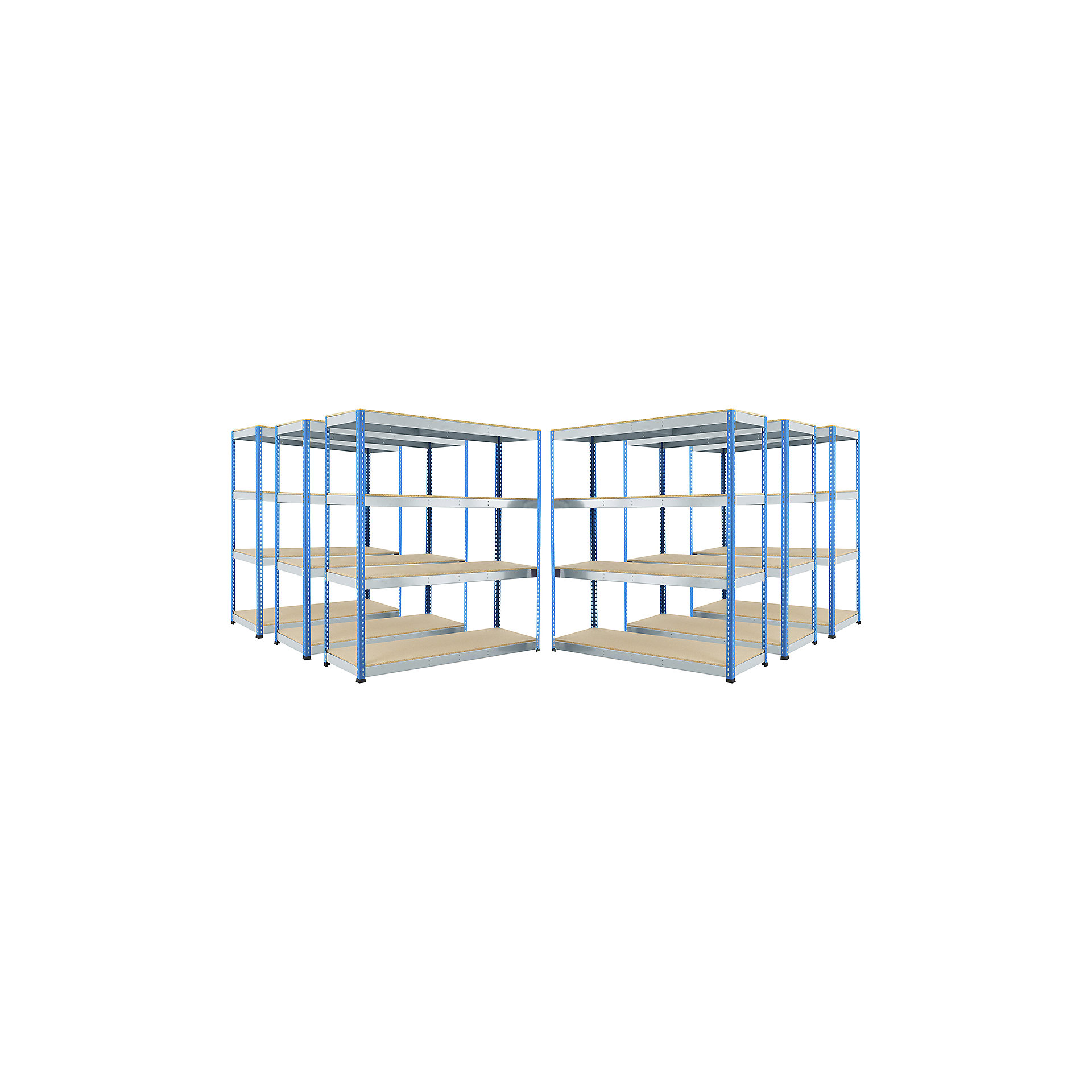 BiG400 Heavy-Duty 6x Bay Shelving Kit, 4 Shelves, 1980h x 1220w x 610d ...