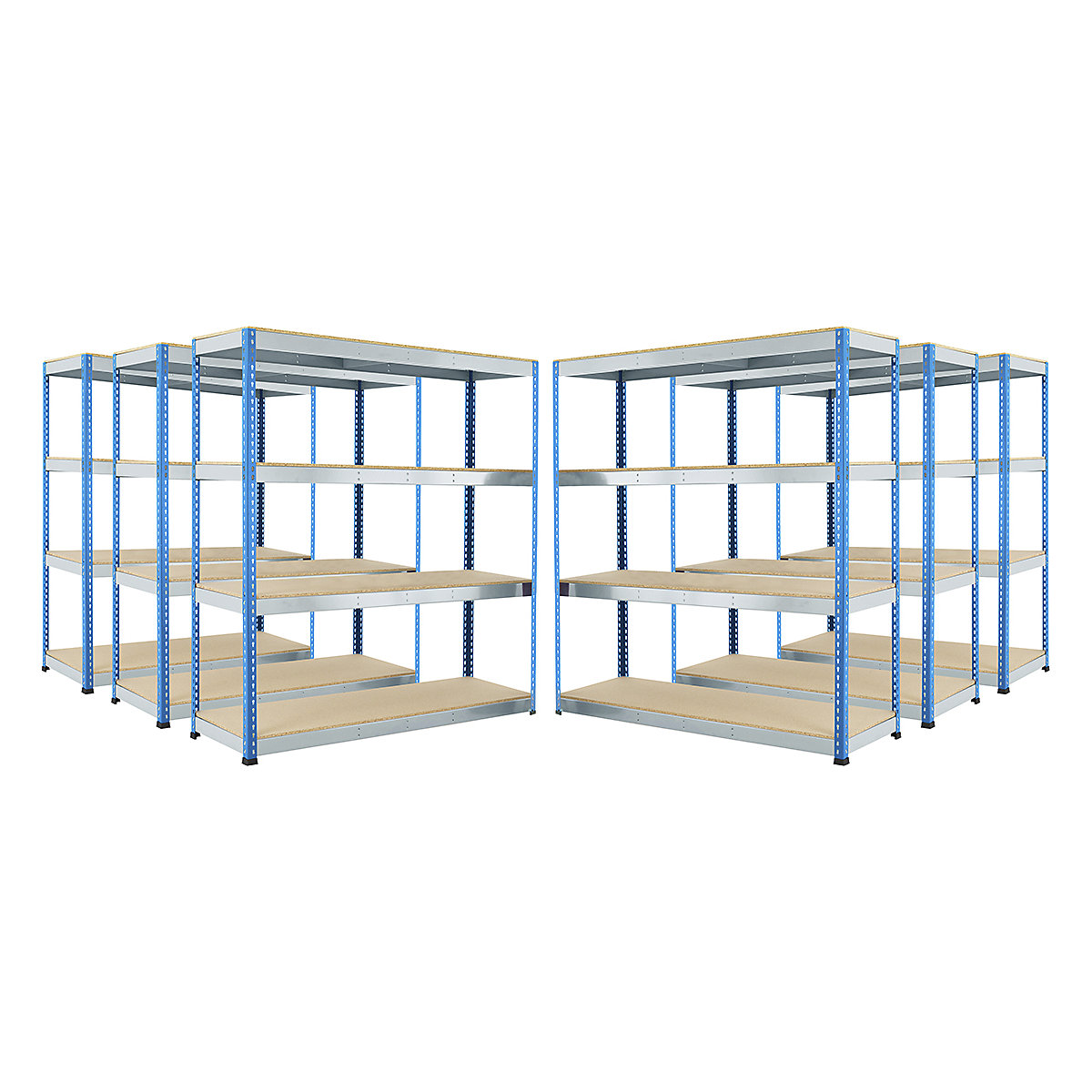 BiG400 Heavy-Duty 6x Bay Shelving Kit, 4 Shelves, 1980h x 1220w x 455d ...