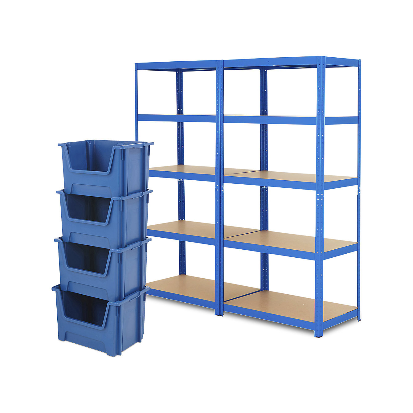 2x BiGDUG Garage 200kg Shelving, 1790h x 900w x 450d mm, Blue, With 4 ...