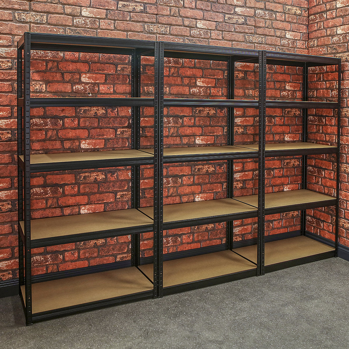 BiGDUG Garage 265kg Shelving Deal | 3x 1800h x 900w x 450d | Black ...