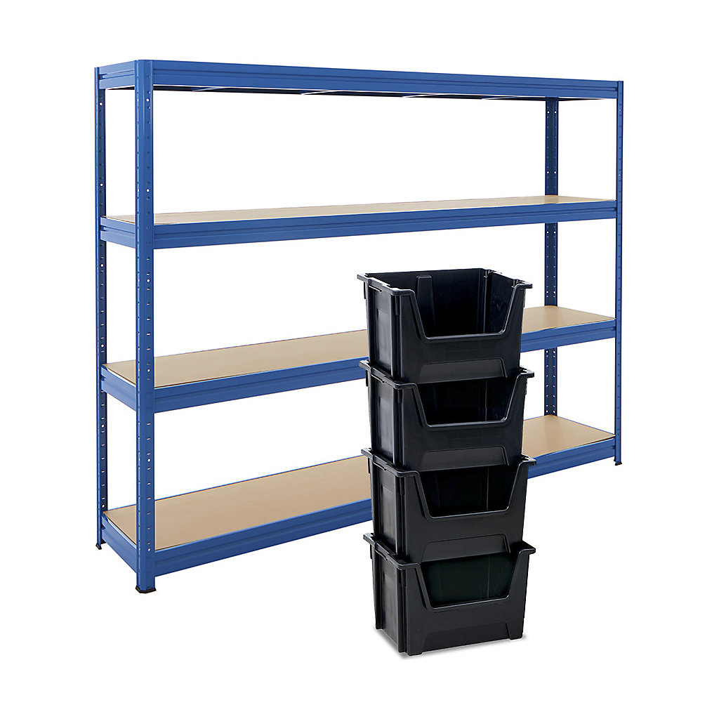 BiGDUG Garage Heavy Duty Shelving | 1770h x 2400w x 600d mm | Blue | 4 ...