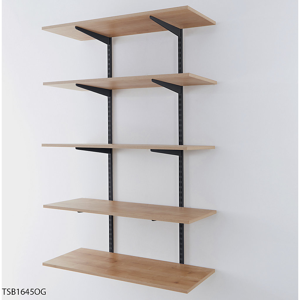 Garage Wall Mounted Shelving Kit in Black, 1600h x 1000w x 300d mm ...