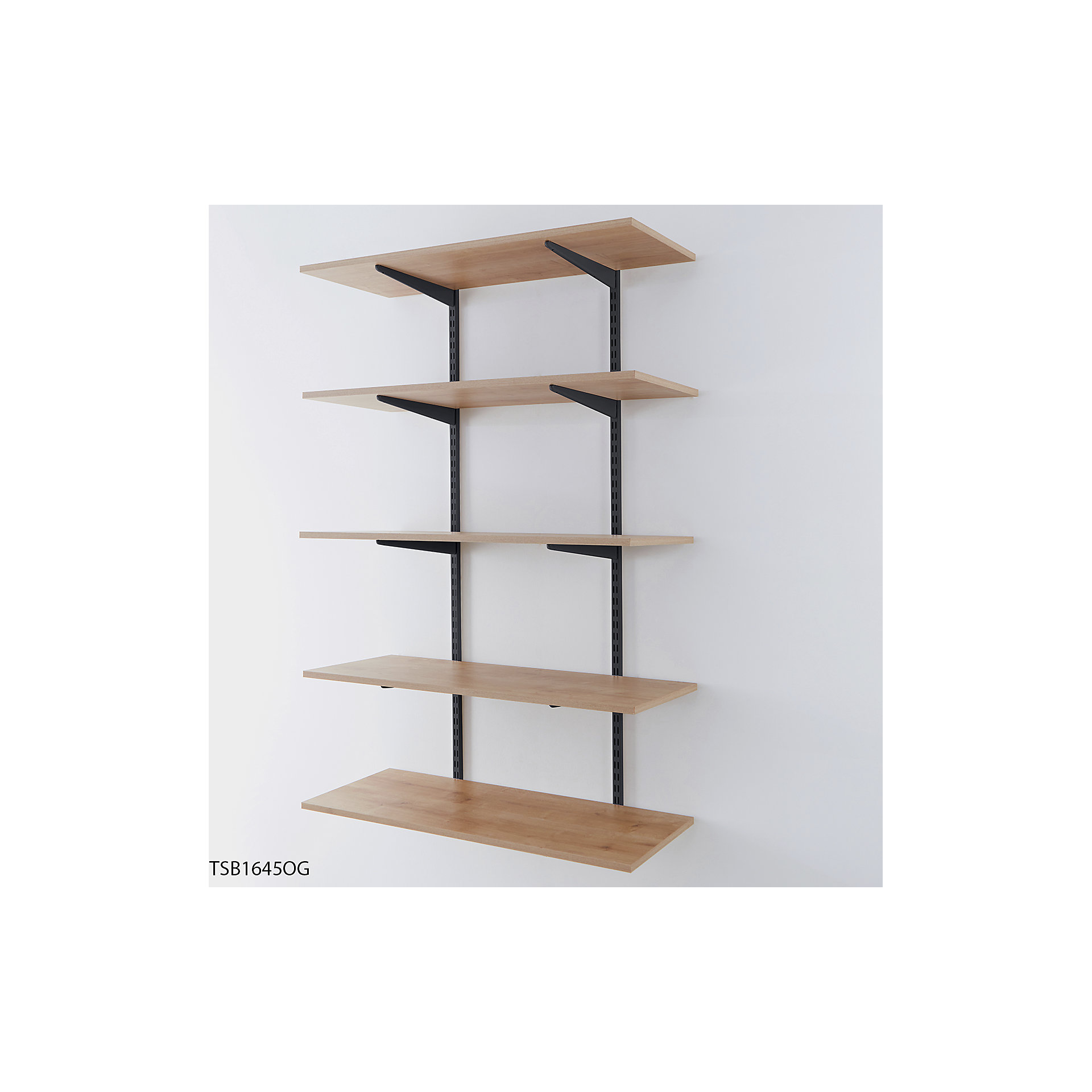 Garage Wall Mounted Shelving Kit in Black, 1600h x 1000w x 300d mm ...