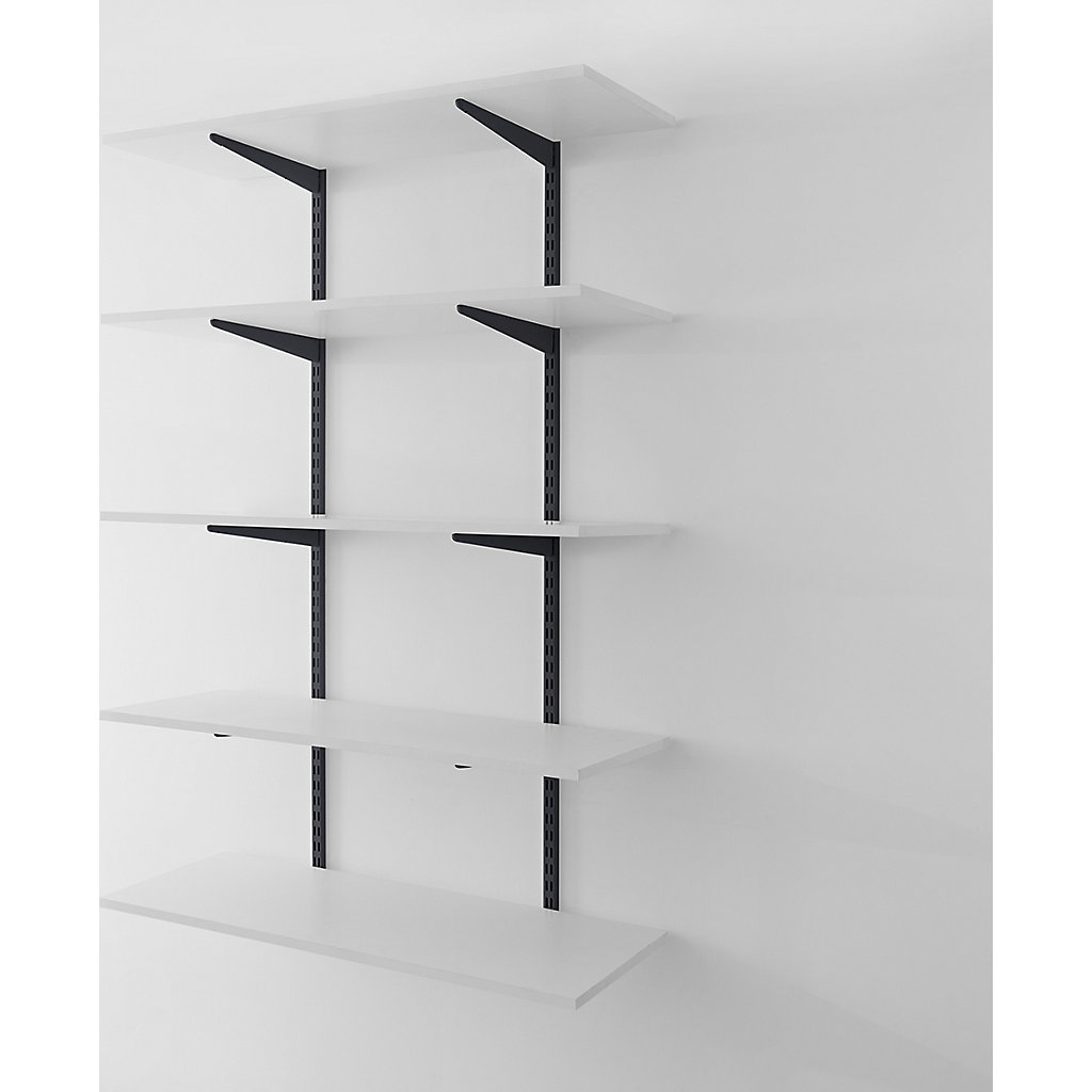 Garage Wall Mounted Shelving Kit in Black, 1600h x 1000w x 400d mm ...