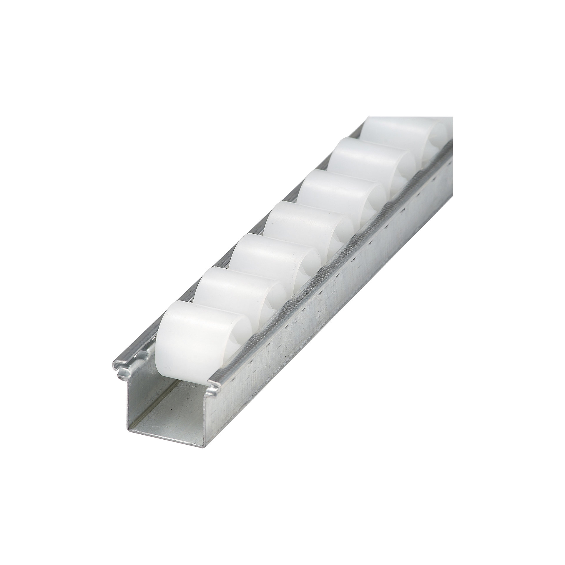 Medium Duty Roller Track with White Plastic Rollers | BiGDUG
