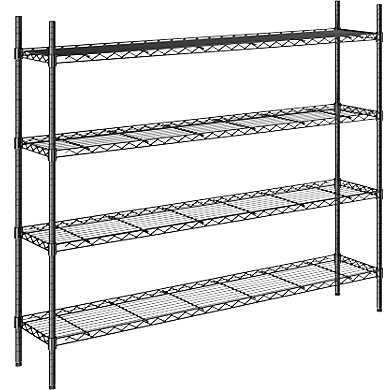 Steel wire mesh shelf unit, black: max. shelf load 100 kg, WxD 1520 x ...