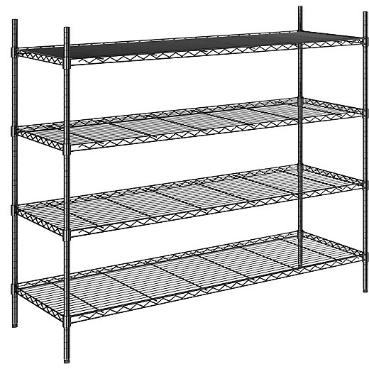 Steel wire mesh shelf unit, black: max. shelf load 100 kg, WxD 1520 x ...