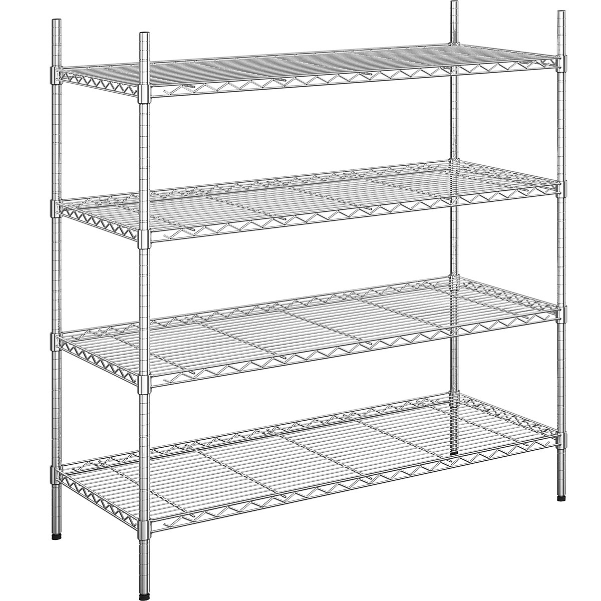 Steel wire mesh shelf unit, chrome plated: max. shelf load 100 kg, WxD ...