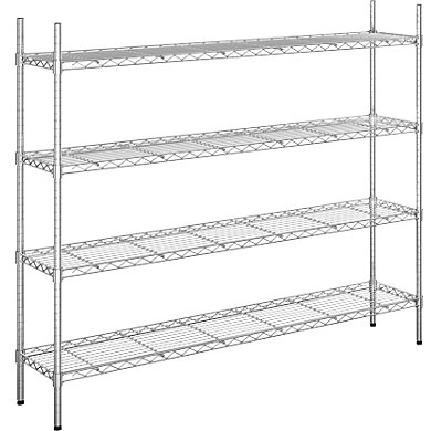 Steel wire mesh shelf unit, chrome plated: max. shelf load 100 kg, WxD ...