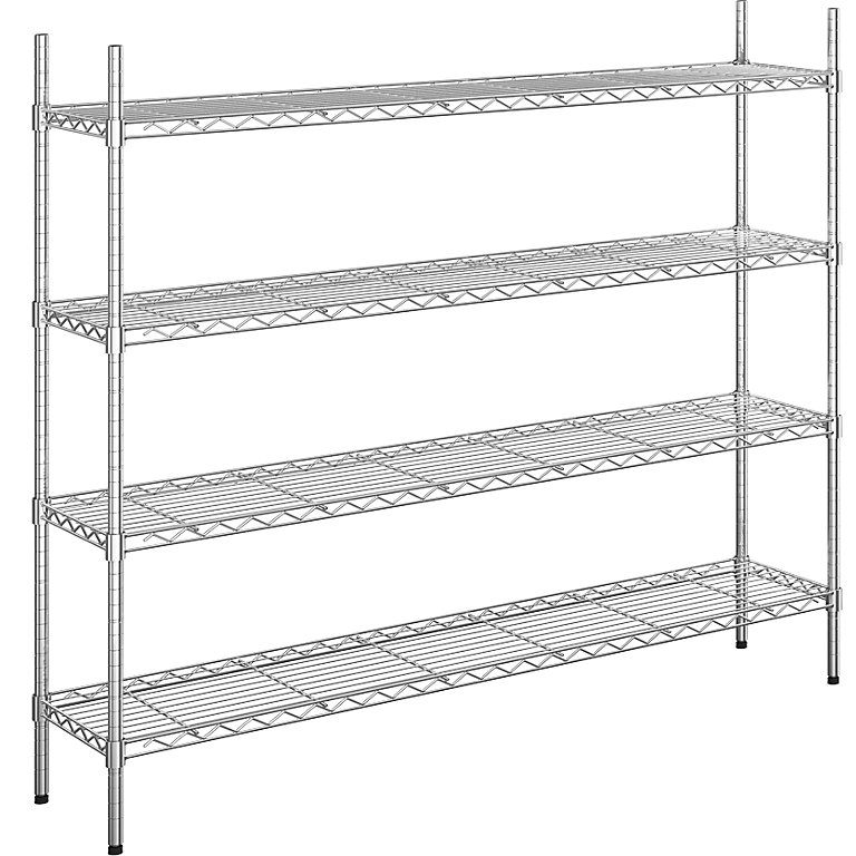 Steel wire mesh shelf unit, chrome plated: max. shelf load 100 kg, WxD ...