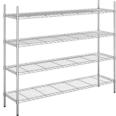Steel wire mesh shelf unit, chrome plated: max. shelf load 100 kg, WxD ...