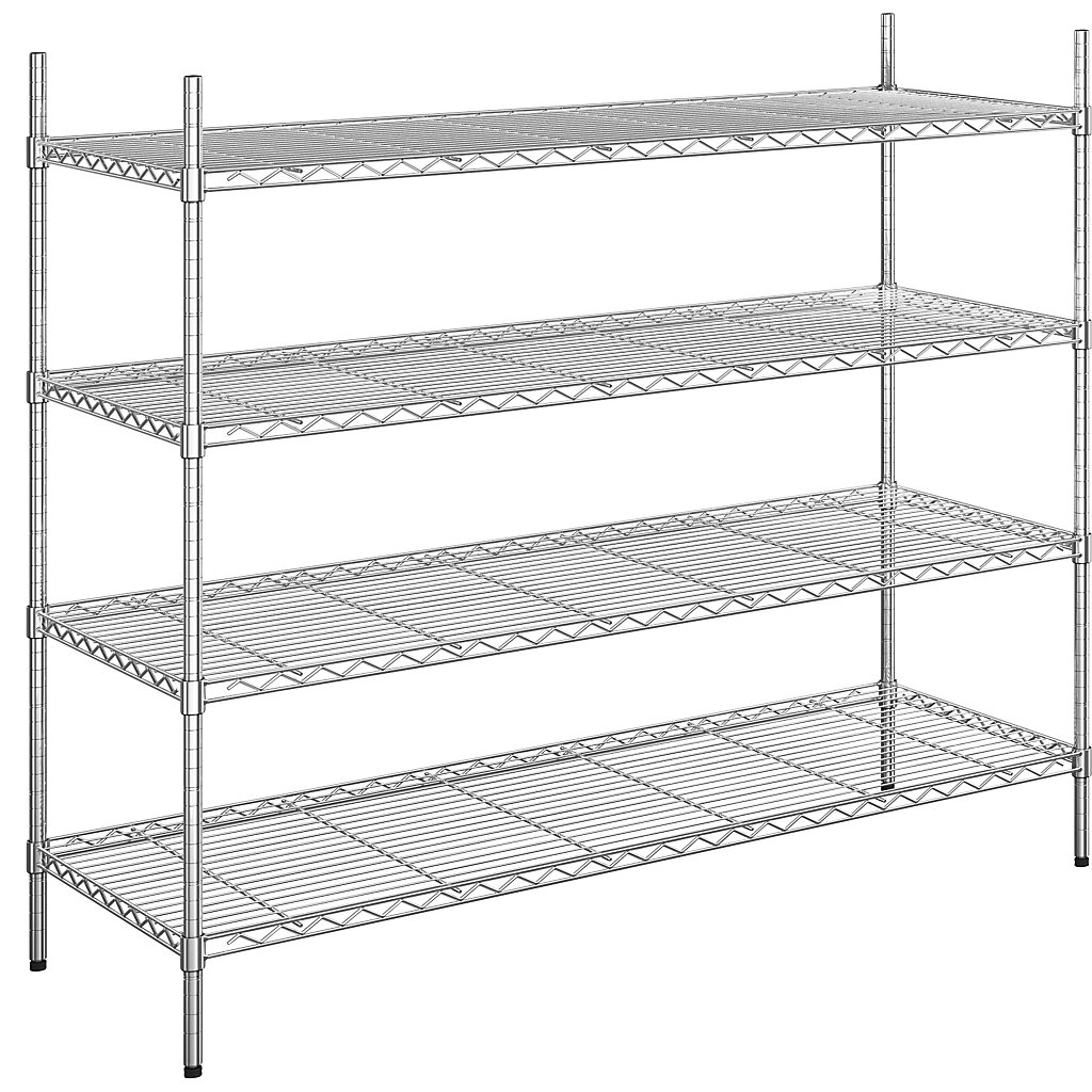 Steel wire mesh shelf unit, chrome plated: max. shelf load 100 kg, WxD ...