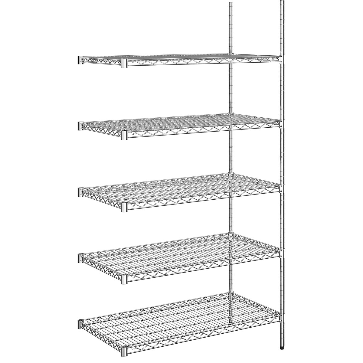 Steel wire mesh shelf unit, chrome plated: max. shelf load 150 kg, WxD ...