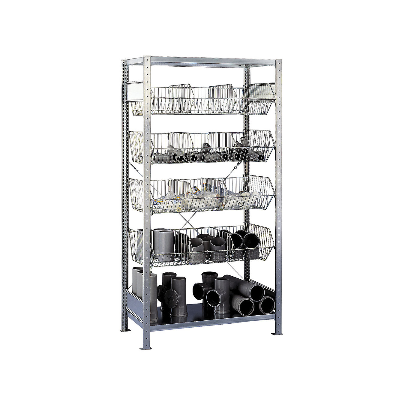 SCHULTE – Wire mesh basket shelving unit, zinc plated: WxD 1000 x 500 ...