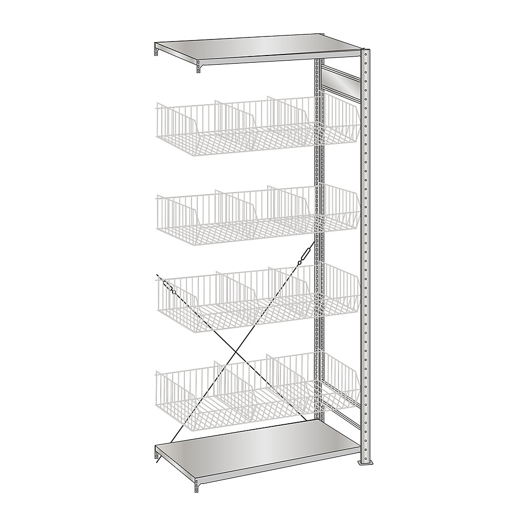 Wire mesh basket shelving unit, zinc plated – SCHULTE: WxD 1000 x 500 ...
