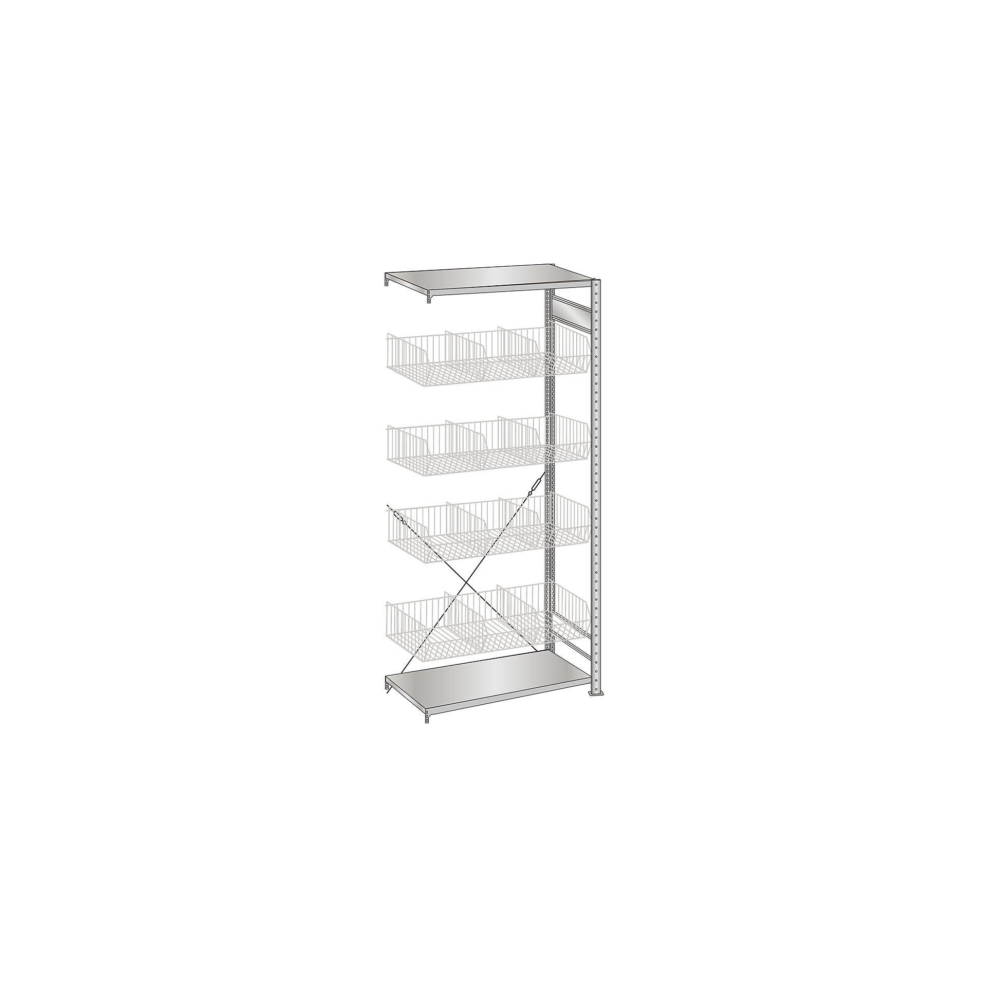 Wire mesh basket shelving unit, zinc plated – SCHULTE: WxD 1000 x 500 ...