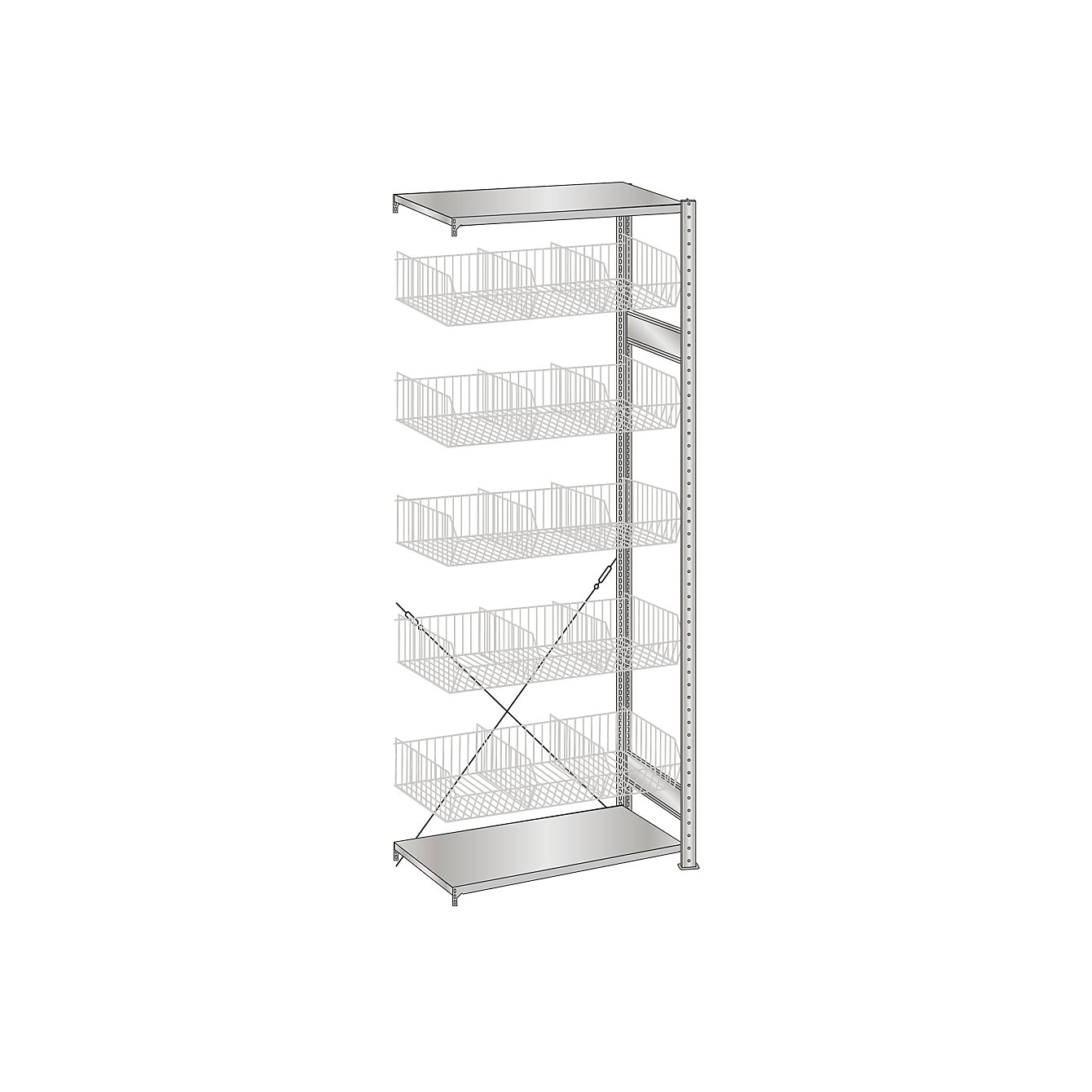 Wire mesh basket shelving unit, zinc plated – SCHULTE: WxD 1000 x 500 ...