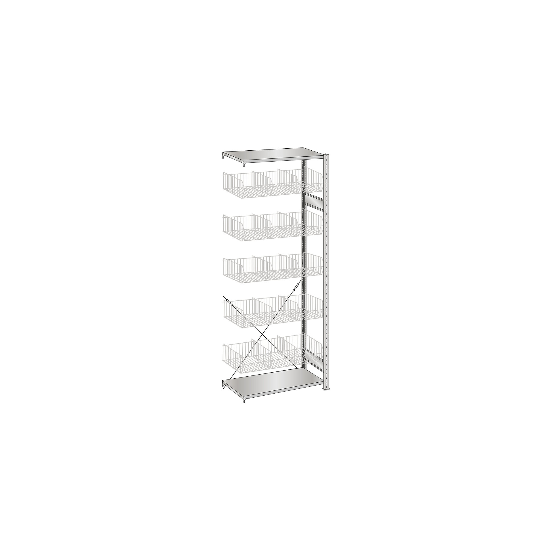 Wire mesh basket shelving unit, zinc plated – SCHULTE: WxD 1000 x 500 ...