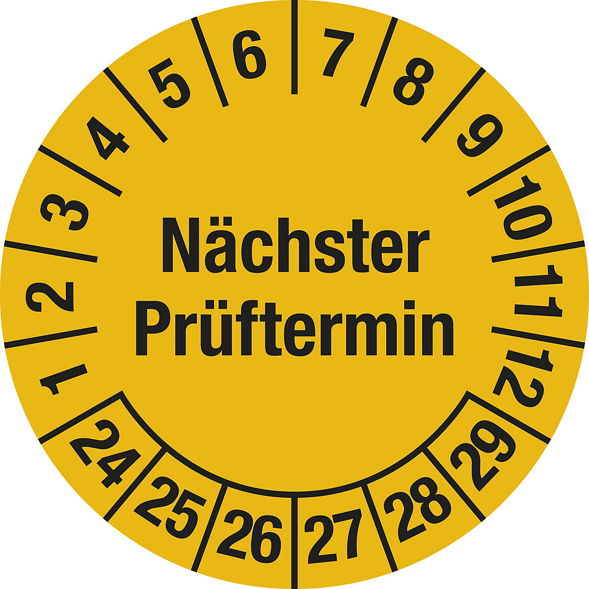 Mehrjahresplakette, Nächster Prüftermin: Dokumentenfolie, Ø 20 mm | kaiserkraft