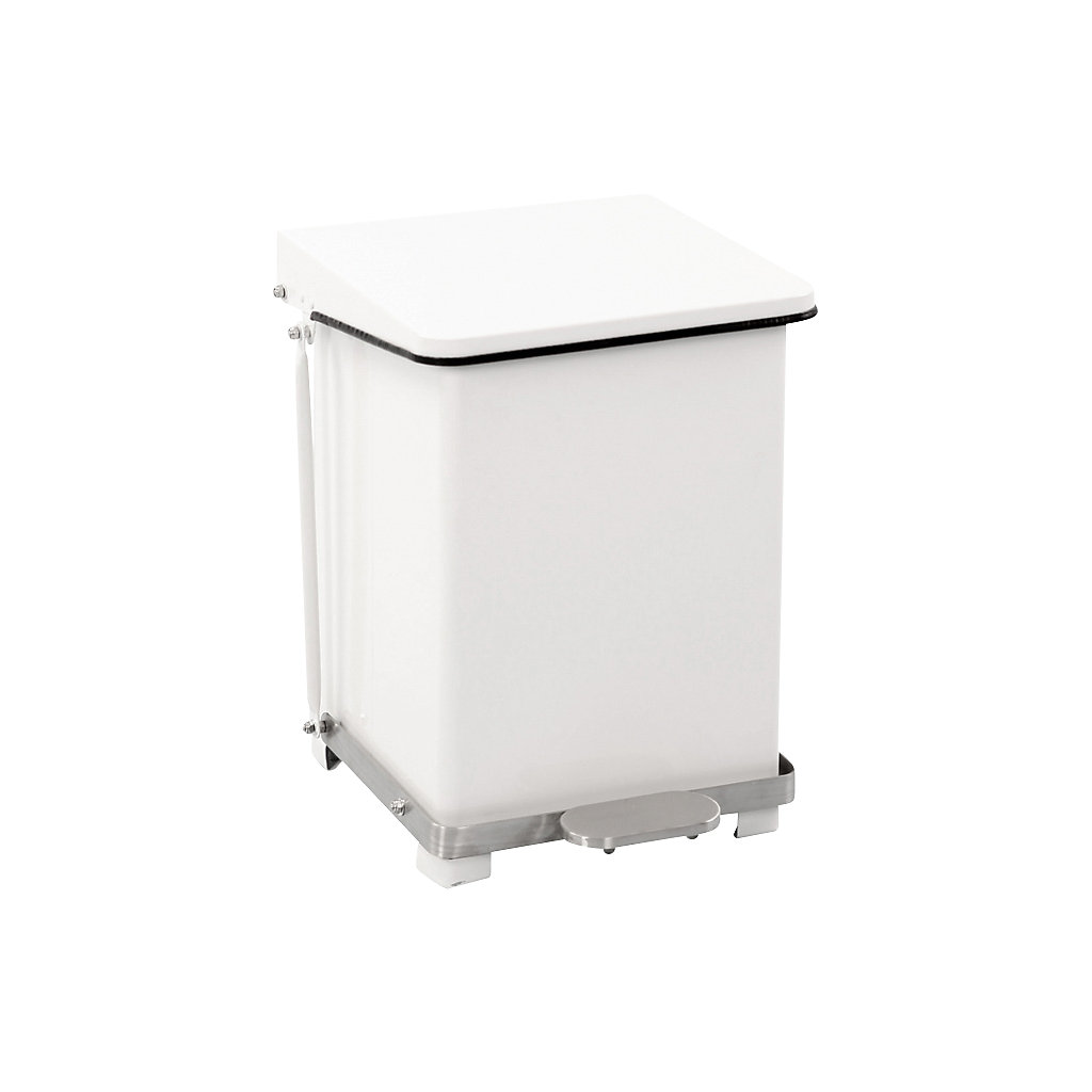 Cubo industrial con pedal: chapa de acero, blanco RAL 9016 | kaiserkraft