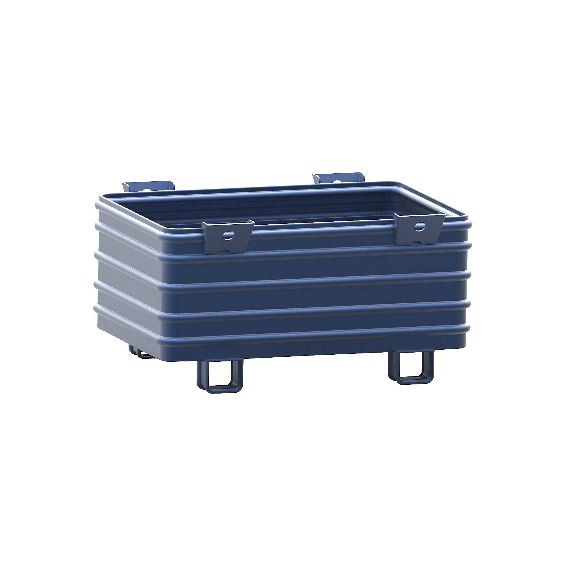 Stohovací přepravník pro velká zatížení – Heson: š x d 800 x 1200 mm, s patkami ve tvaru U ...