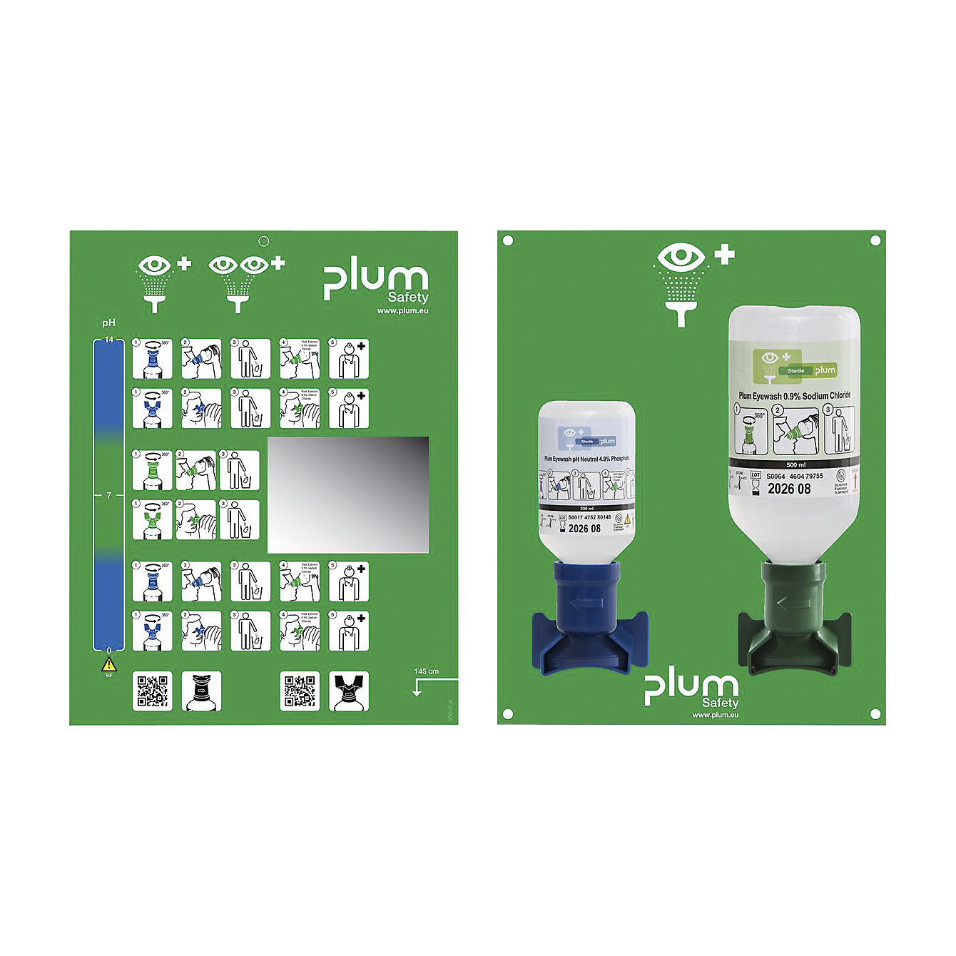 Emergency eye station with rinse bottles – B-SAFETY: with 1 x 200 ml pH ...
