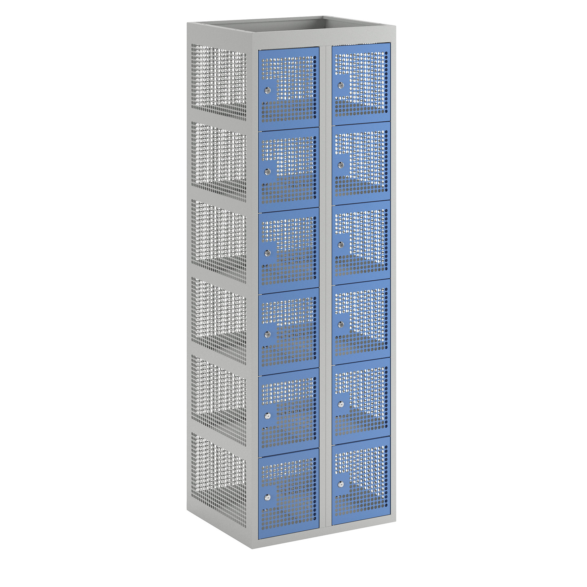 6-fold compartment locker, perforated sheet steel – eurokraft pro: 2 ...
