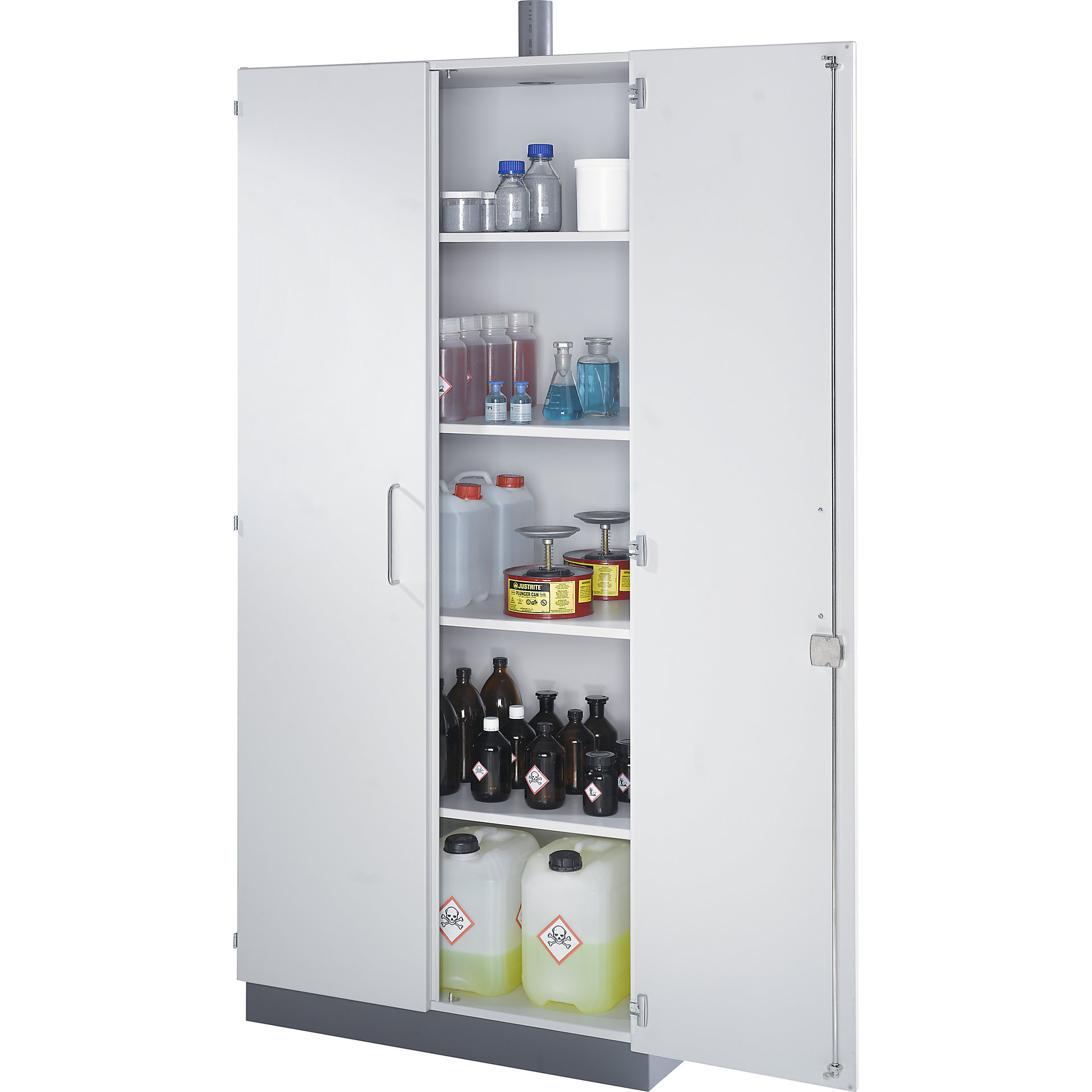 Laboratory chemical storage cupboard: with ventilation connection ...