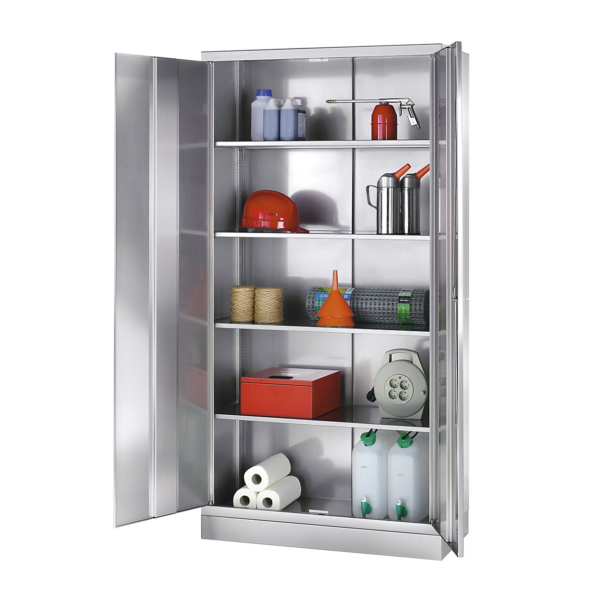 EUROKRAFTbasic – Stainless steel tool cupboard: with 4 shelves | KAISER ...