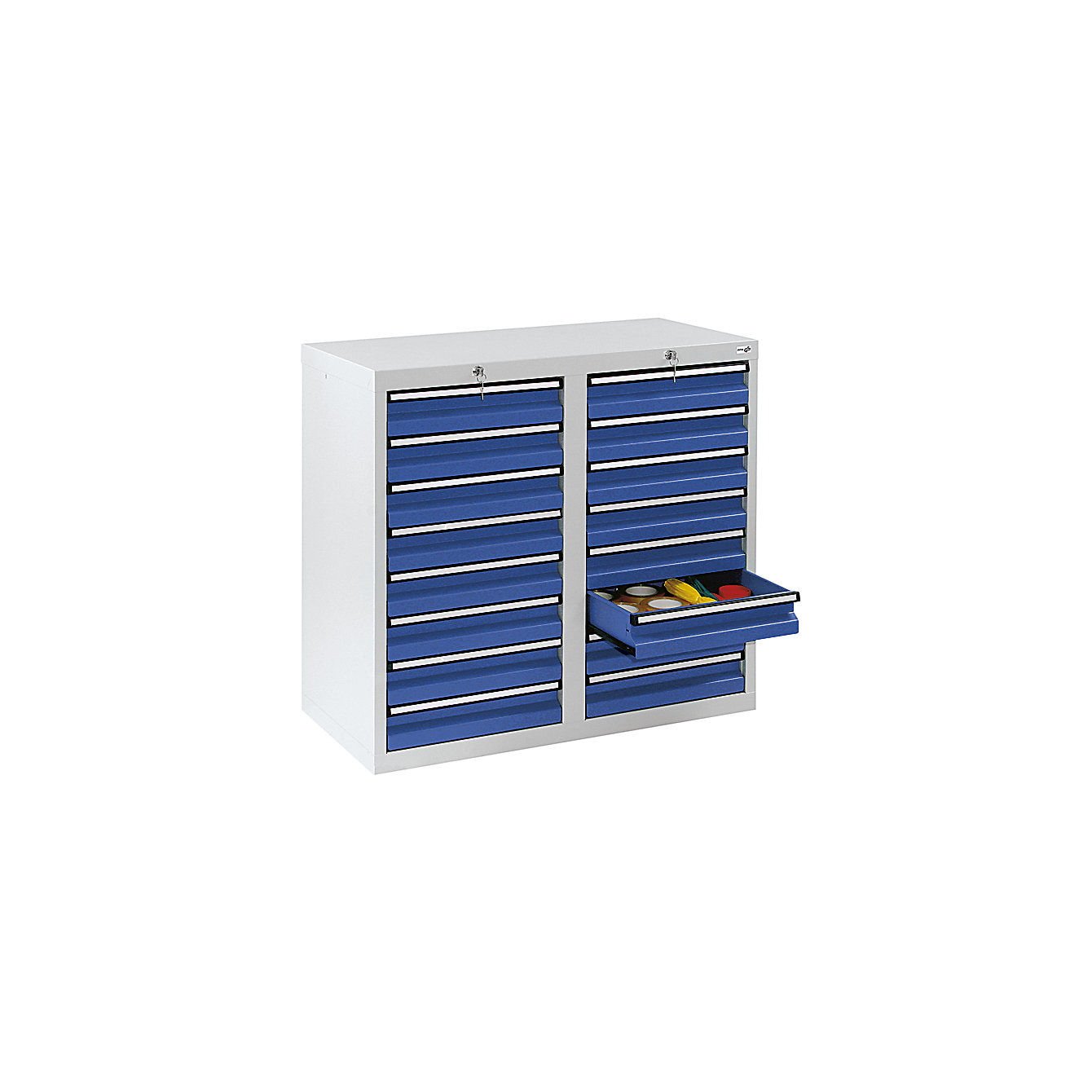 Drawer cupboard: HxWxD 900 x 1000 x 500 mm, 16 x 100 mm high drawers ...