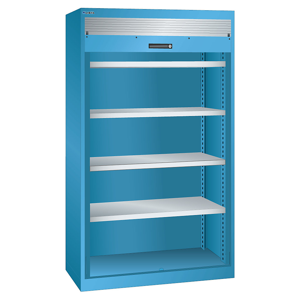 Heavy duty roller shutter cupboard – LISTA: 4 shelves | kaiserkraft
