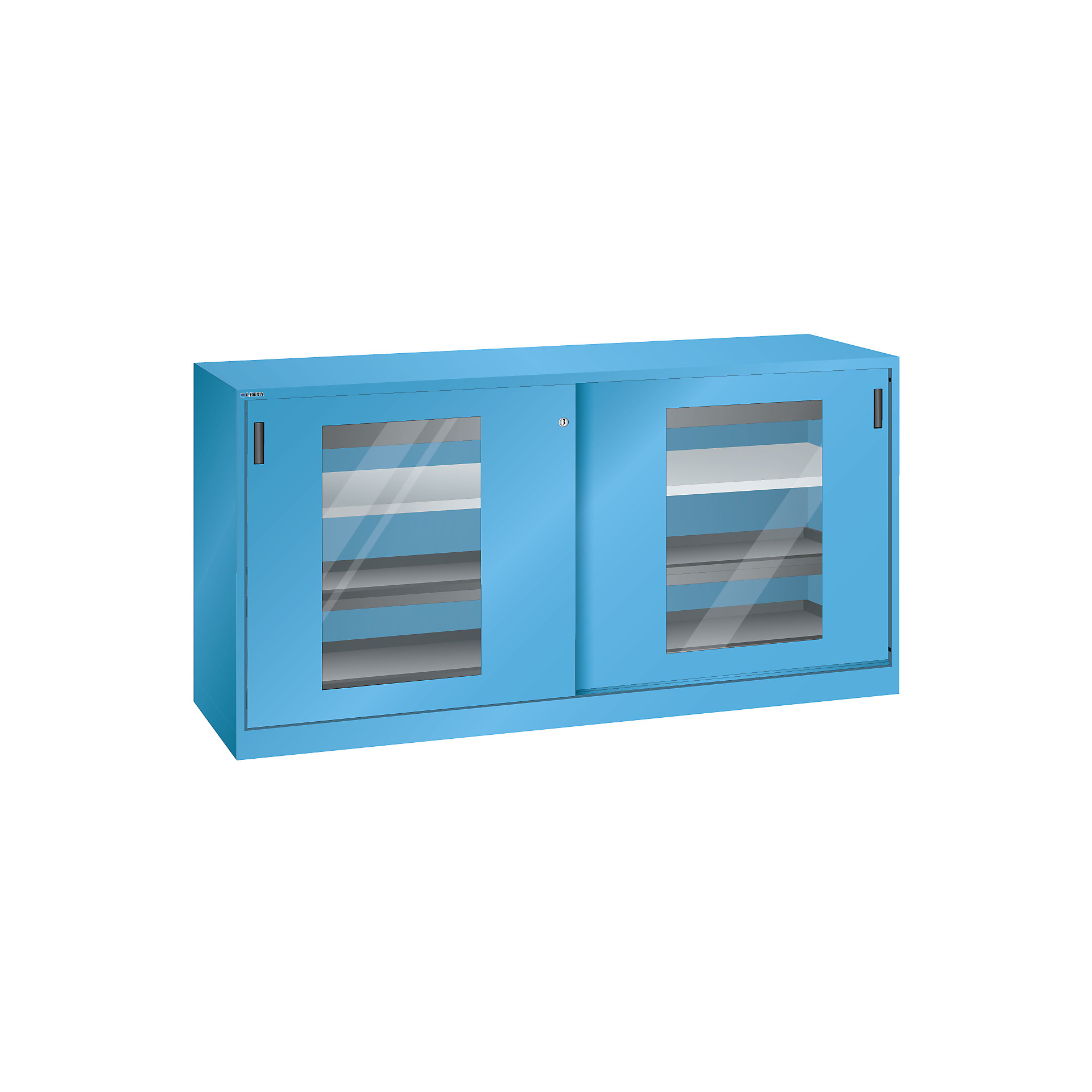 Sliding door cupboard with vision panel doors – LISTA: 2 shelves, 4 ...