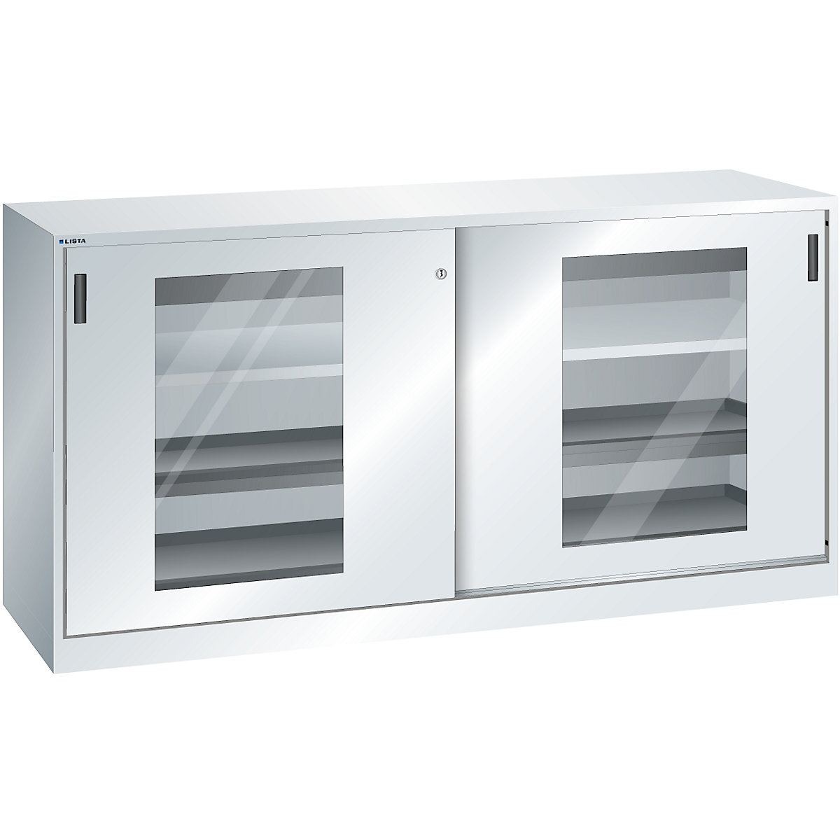 Sliding door cupboard with vision panel doors – LISTA: 2 shelves, 4 ...