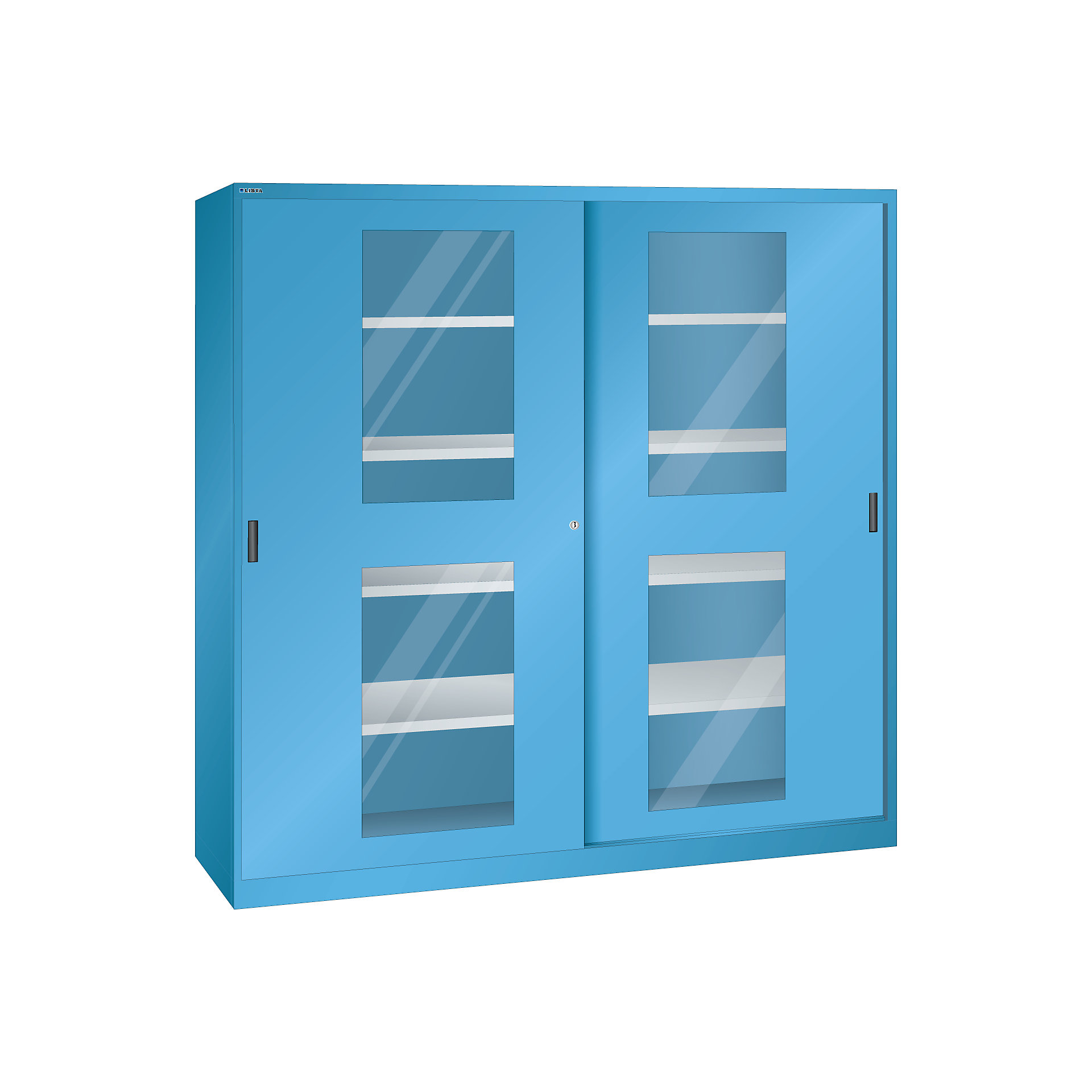 Sliding door cupboard with vision panel doors – LISTA: 8 shelves ...
