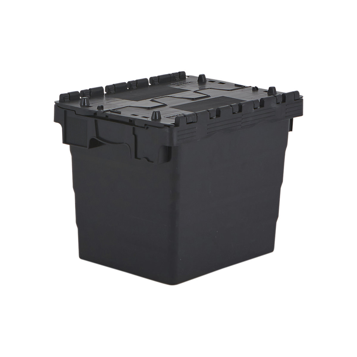 BiGDUG Essentials Recycled Plastic Black Attached Lid Container | 38 Litre Capacity | 320h x ...